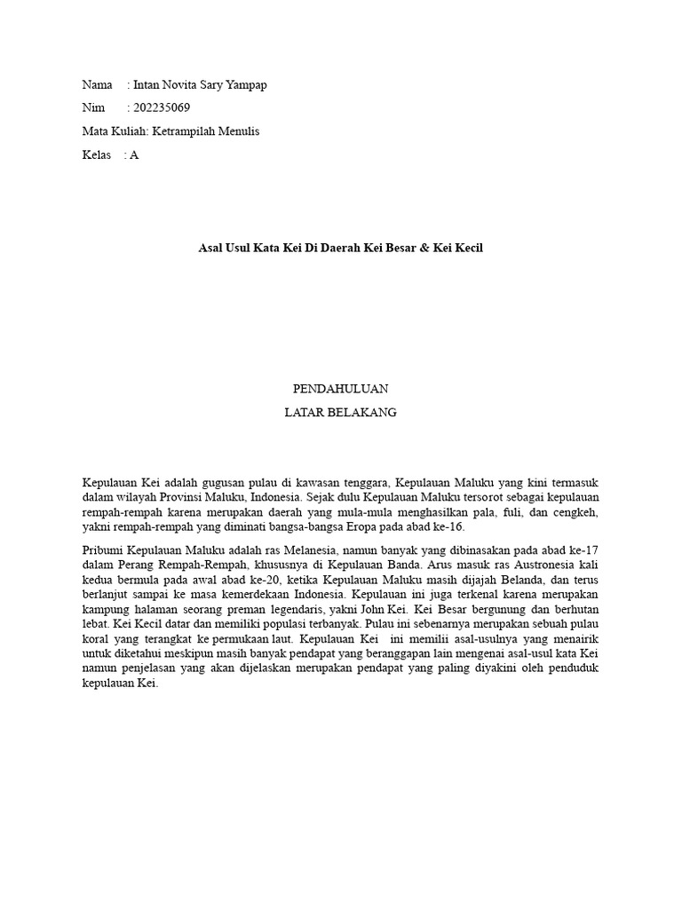 Asal Usul Kata Kei Dalam Nama Daerah Kei | PDF