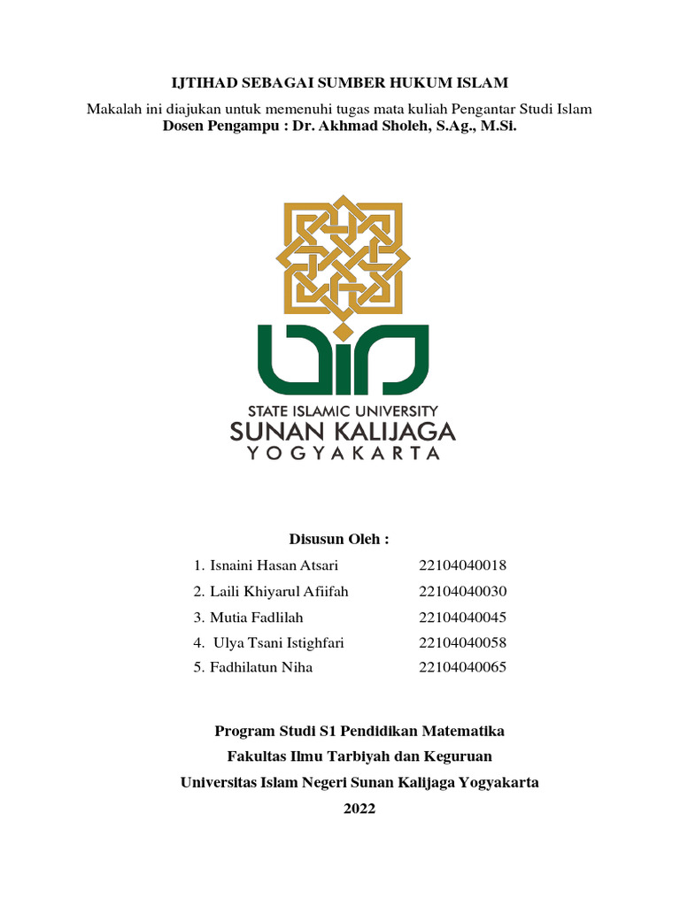 Fixx Kel 9 - IJTIHAD SEBAGAI SUMBER HUKUM ISLAM | PDF | Agama & Spiritualitas