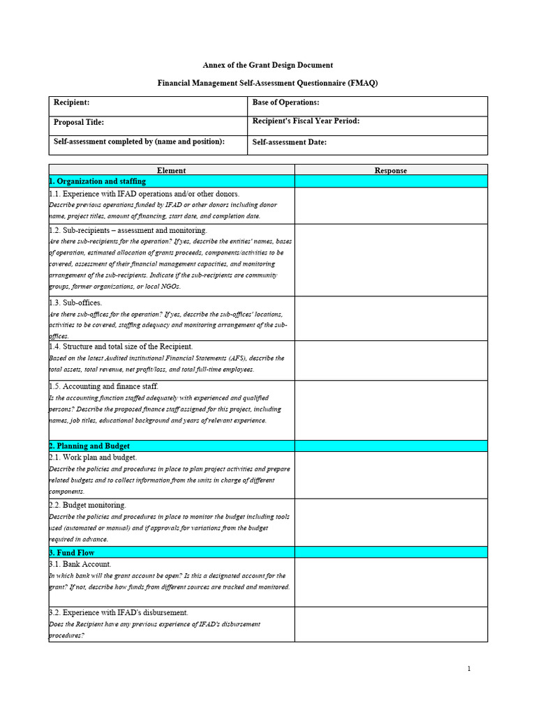 6 - Financial Management Self-Assessment Questionnaire (FMAQ) | PDF ...