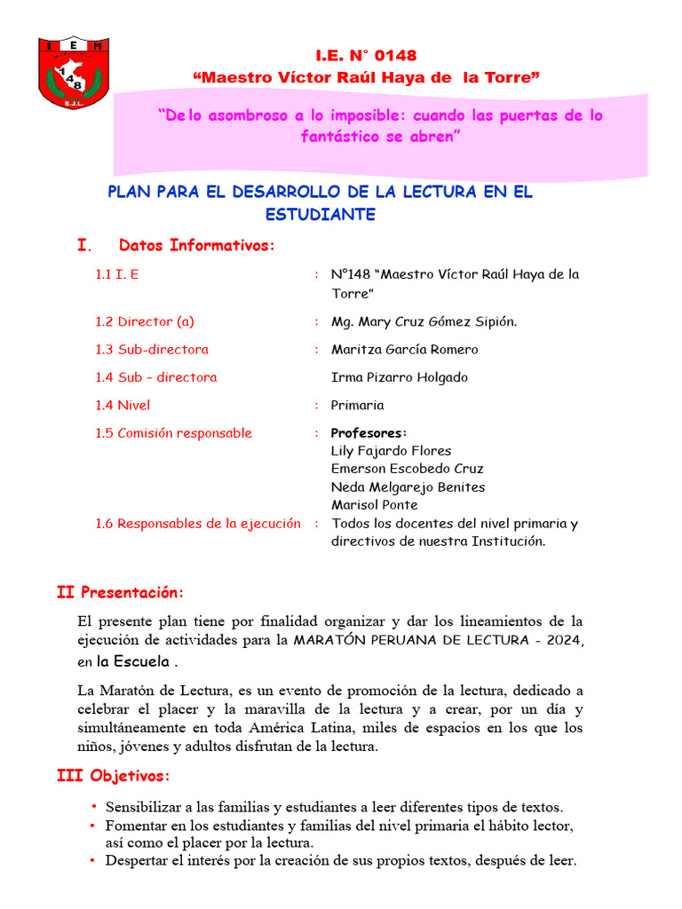 Plan-Maraton de Lectura 2024 | PDF