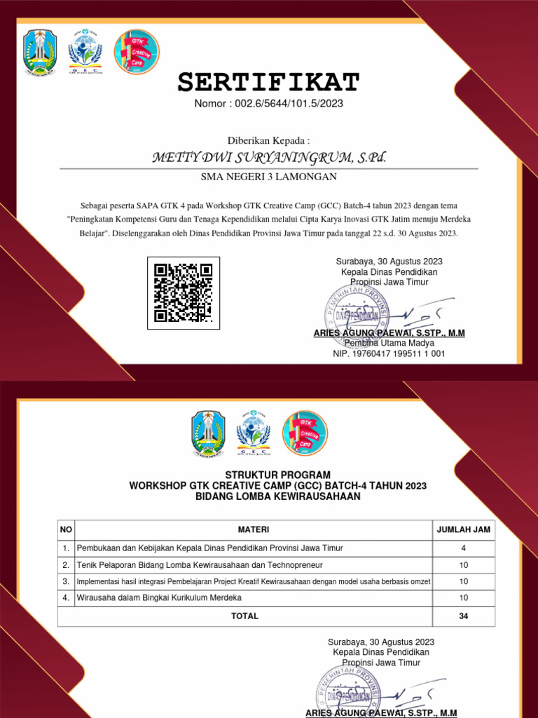 Sertifikat Workshop GCC 2023 | PDF