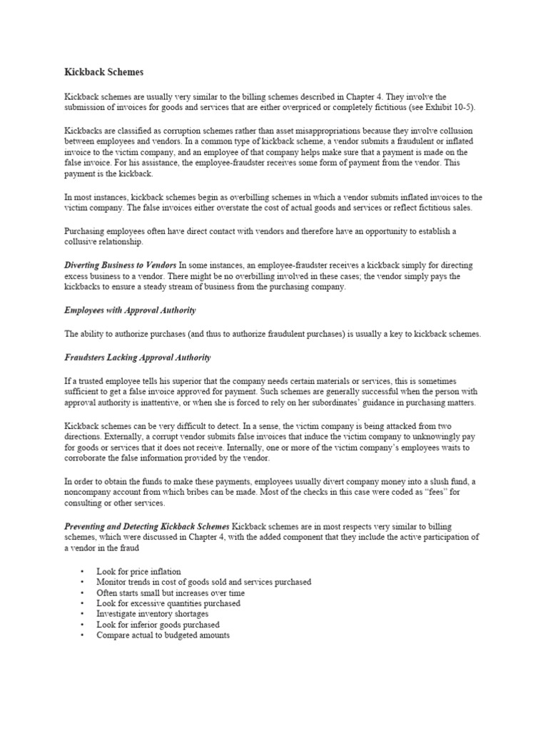 Kickback Schemes | PDF | Bribery | Business