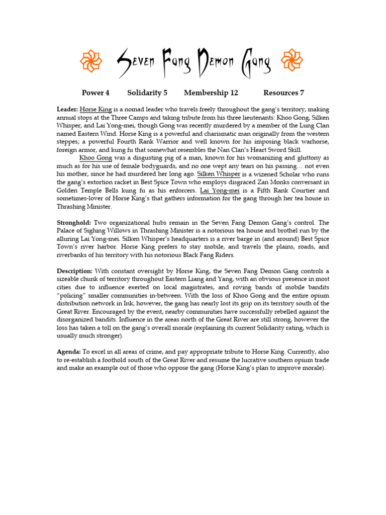 WotG-The Seven Fang Demon Gang | PDF