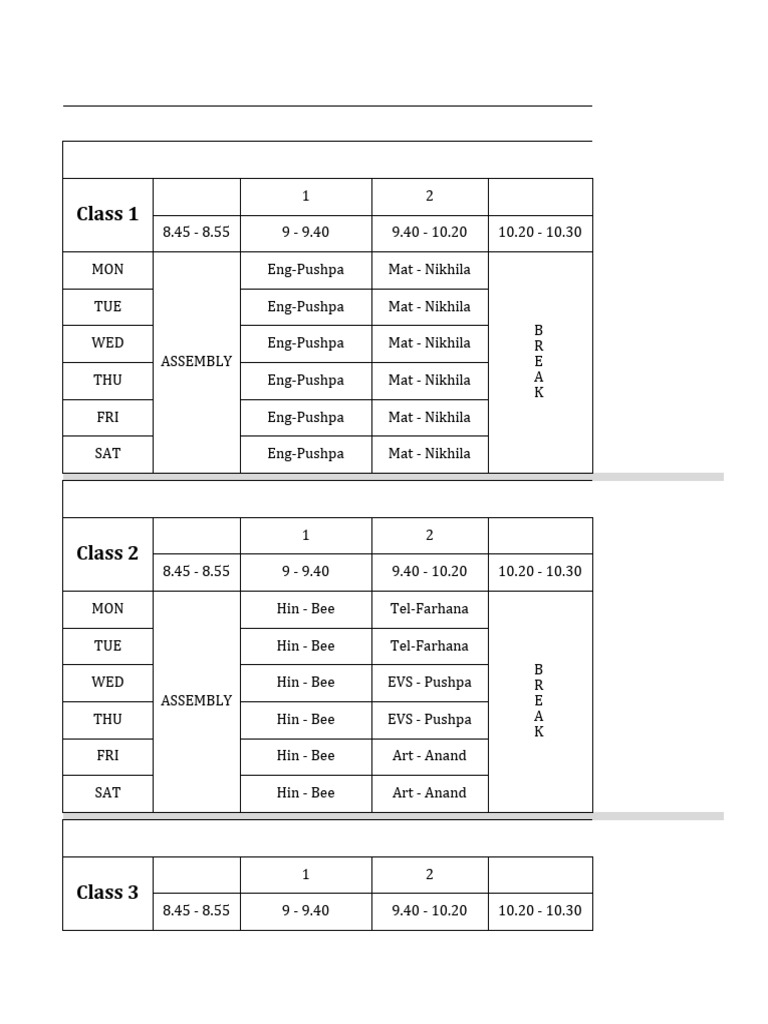 Time Table 2023-24 | PDF