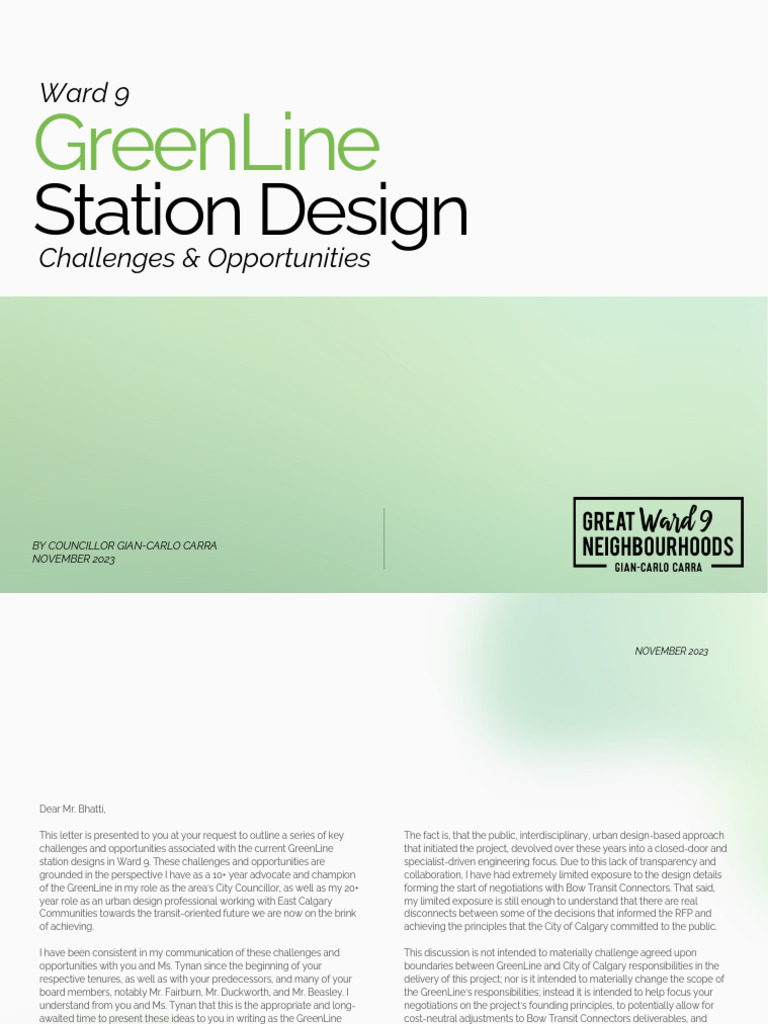 Ward 9 GreenLine Station Design Feedback | PDF