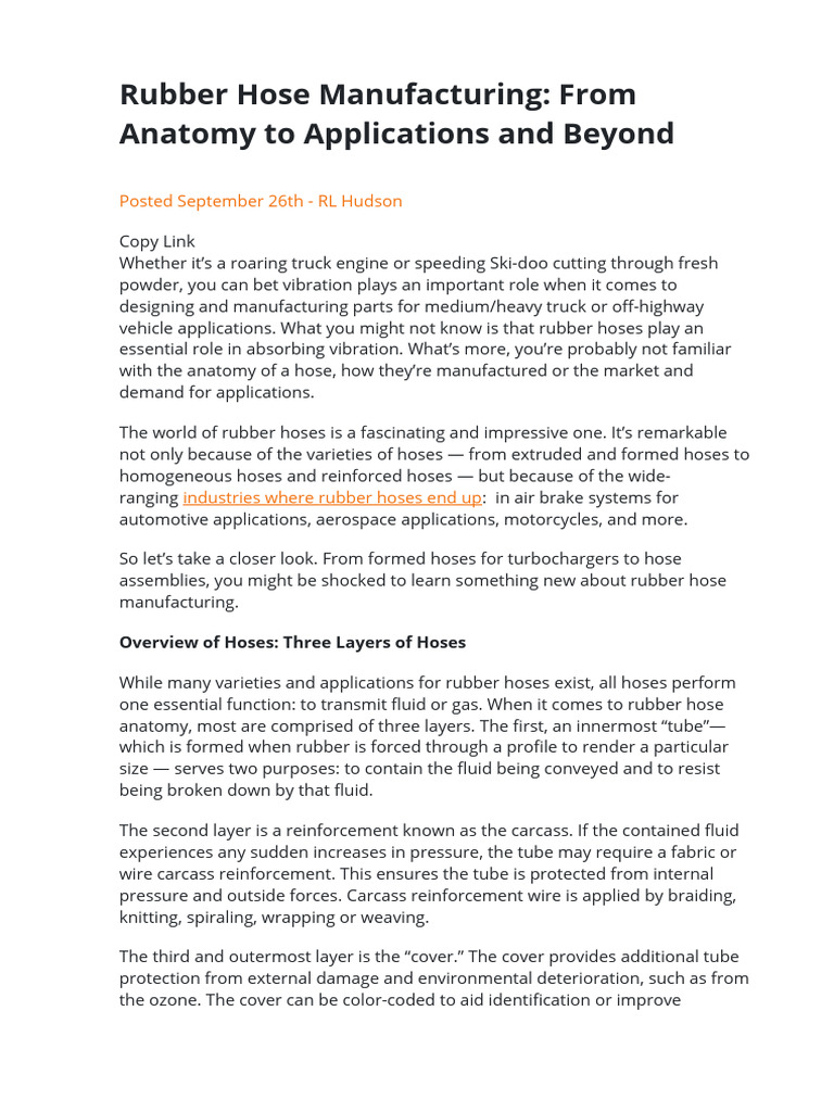 Rubber Hose Manufacturing Guide | PDF | Physical Sciences | Polymers