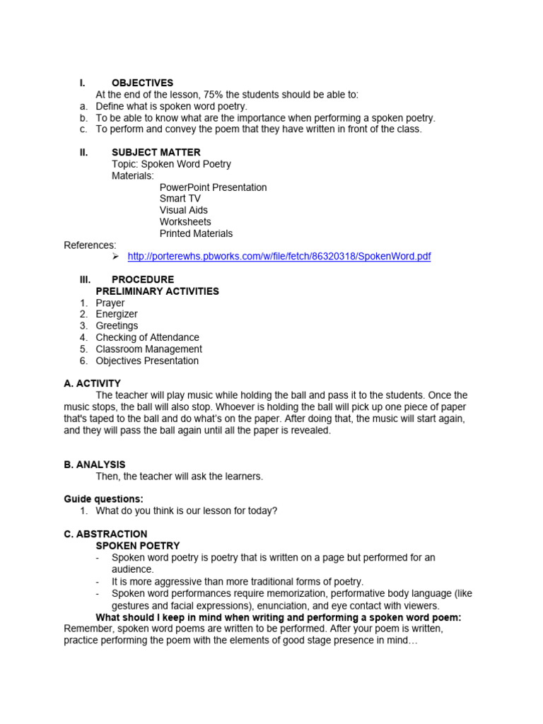 LP Final Demo | PDF | Poetry | Vocabulary