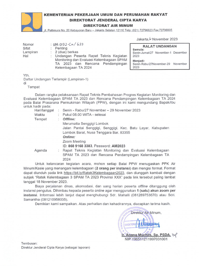 RALAT Undangan Peserta Rapat Teknis Kegiatan Monitoring Dan Evaluasi ...