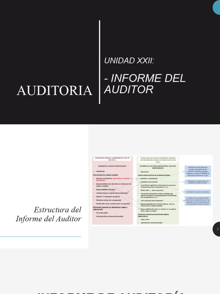 Unidad Xxii - Informe Del Auditor | PDF | Auditoría | Contralor