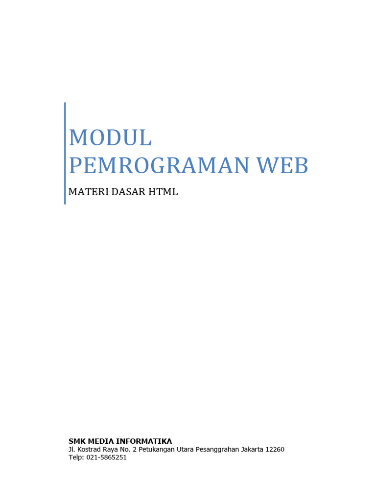 Modul Pemrograman Web Materi Dasar HTML | PDF