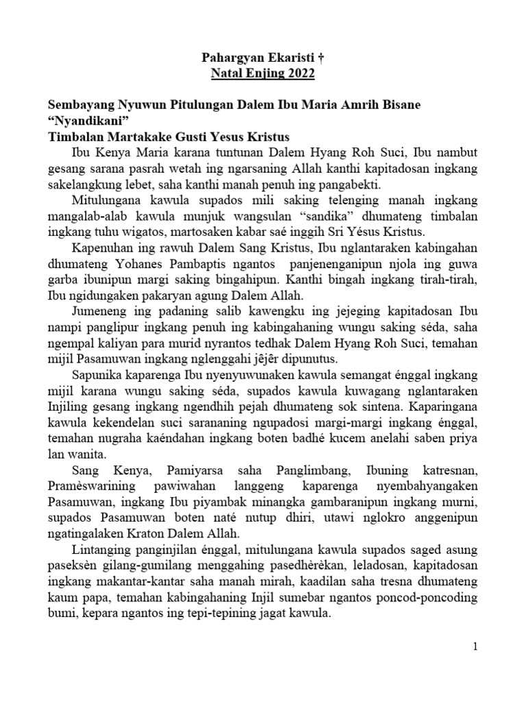 Teks Misa Natal 22 - BHS - JAWA | PDF