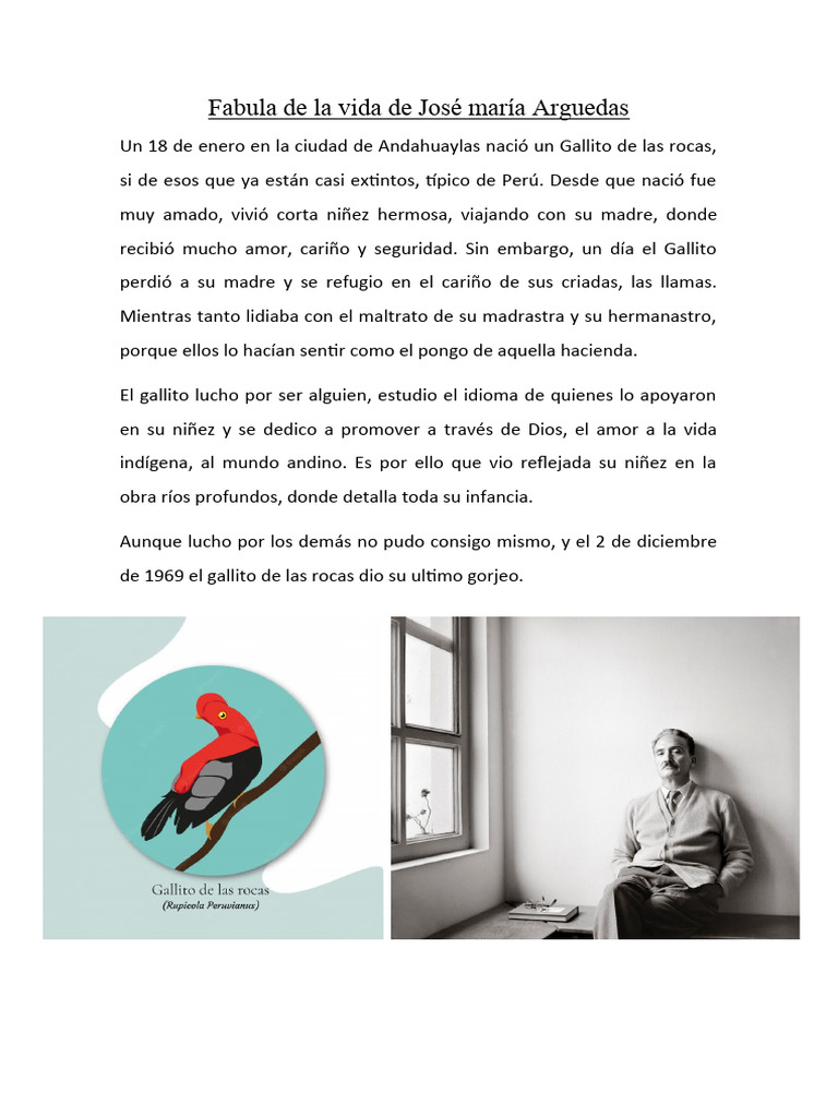 Fabula de la vida de José maría Arguedas | PDF