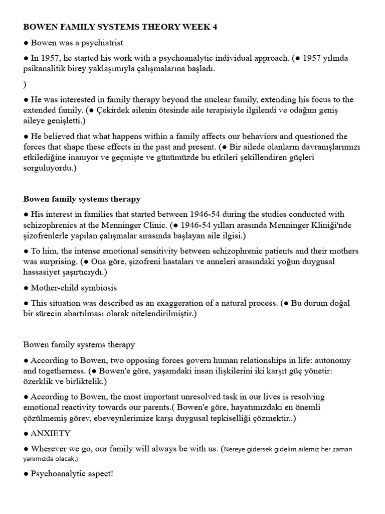 Bowen Family Systems Theory Week 4 | PDF