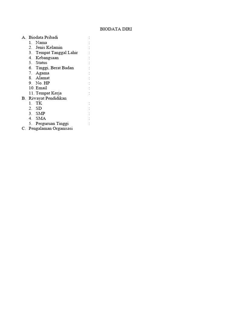Format Biodata Diri Pdf