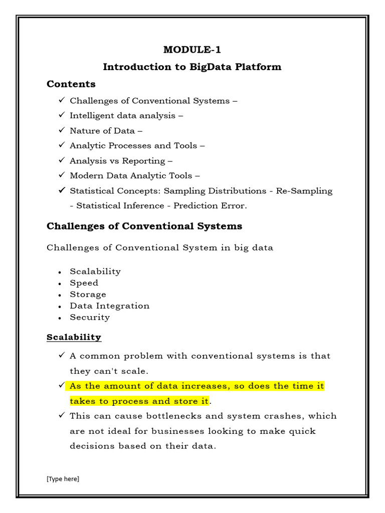 Module-1-Introduction To BigData Platform | Download Free PDF | Sampling (Statistics) | Variance