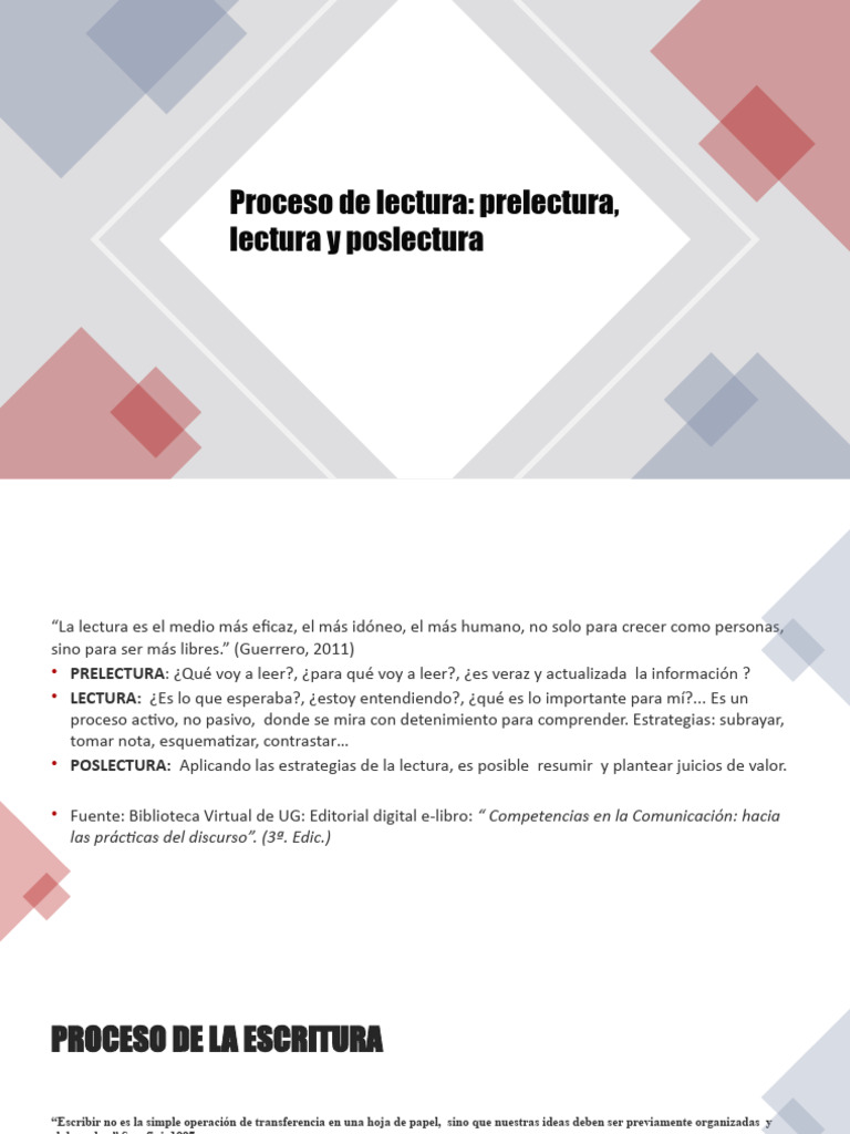 Proceso de Lectura - Prelectura, Lectura y Poslectura | PDF | Ciencia ...