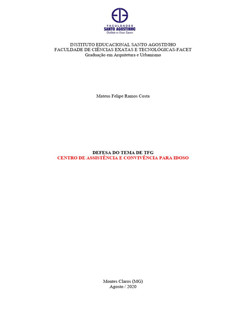 Justificativa Do TFG Mateus Felipe | PDF | Urbanismo | Terceira idade