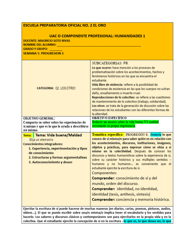 Tarea Sem 11 Progr 8 Buena Vidavsmaldad | PDF | Experiencia