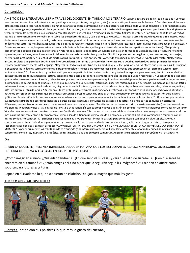 Secuencia LA VUELTA AL MUNDO 1 AÑO | PDF | Escritura | Comunicación humana