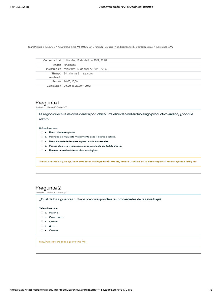 Autoevaluación N°2 - Medio Ambiente y Ecologia 2023 | PDF | Clima | Perú