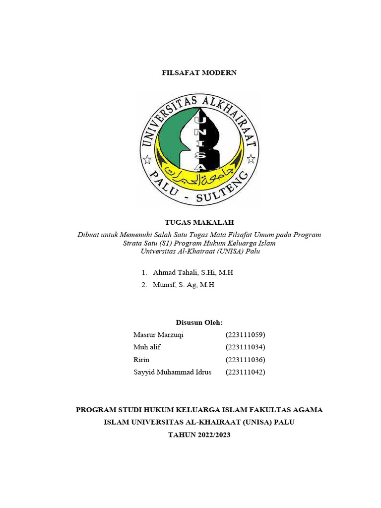 Filsafat Modern As 2 | PDF | Filsafat