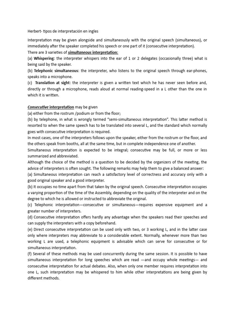 Tipos de interpretación en inglés | PDF | Language Interpretation ...