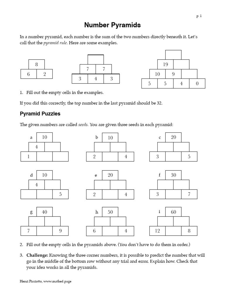 Pyramids Math Puzzle | PDF | Cognition