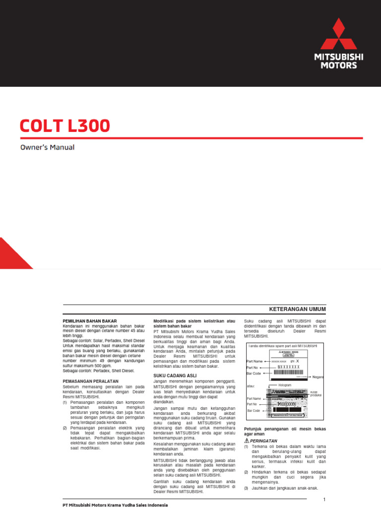 Colt L300 Owner Manual | PDF
