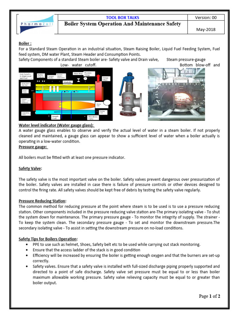 Boiler System Operation and Maintenance Safety | PDF | Boiler | Valve