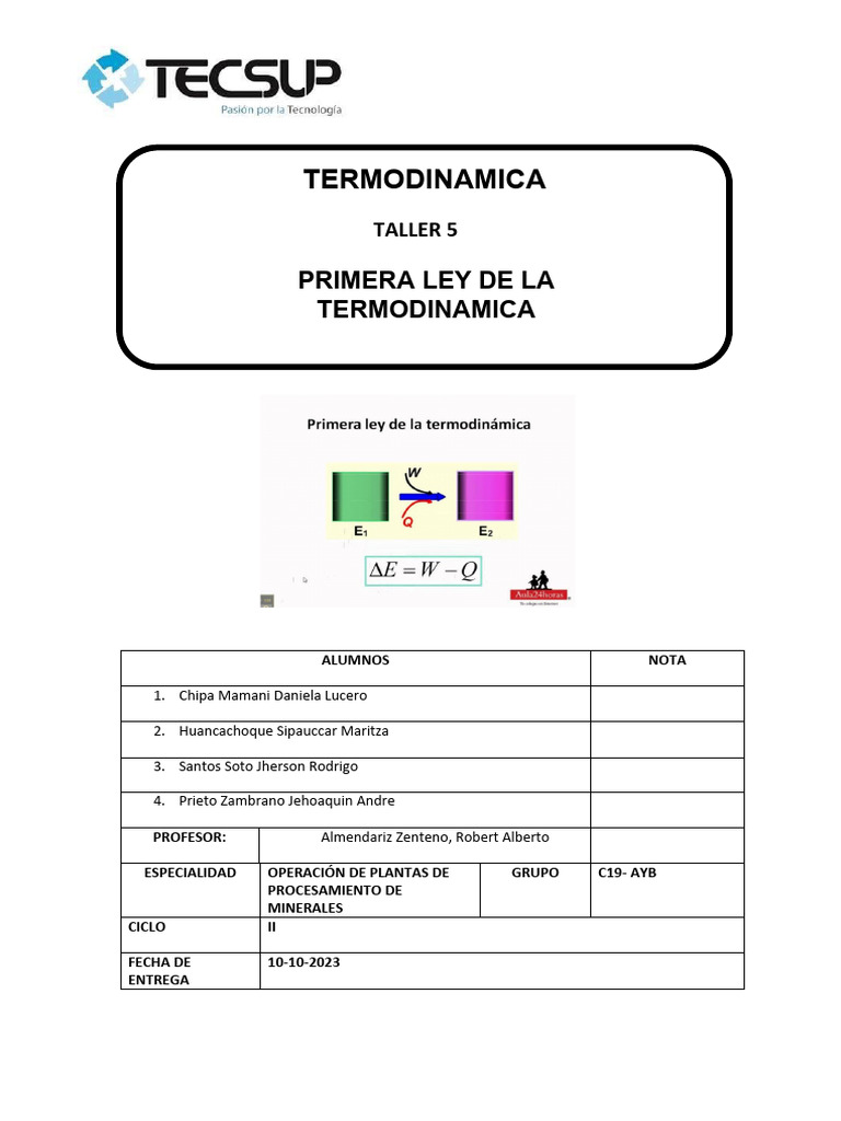 1 Ley de La Termodinamica | PDF | Gases | Calor