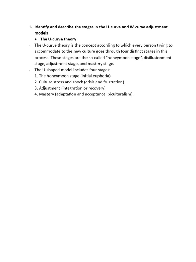 Identify and Describe The Stages in The U Curve | PDF