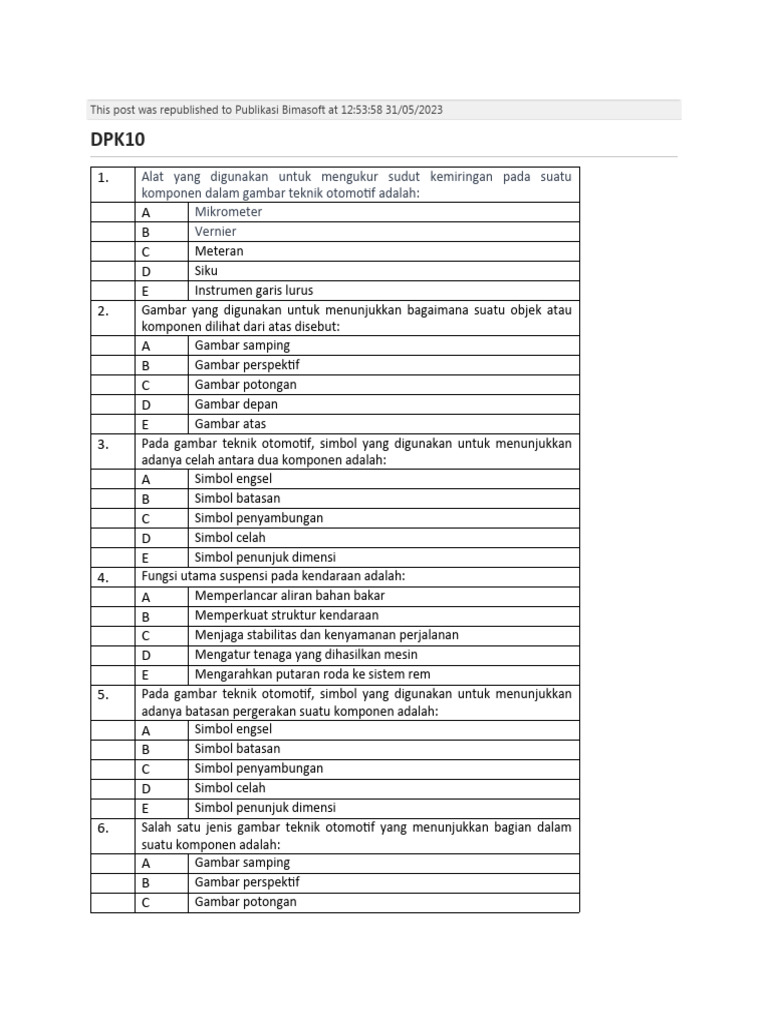 Soal Dasar Program Keahlian 10 Siap | PDF