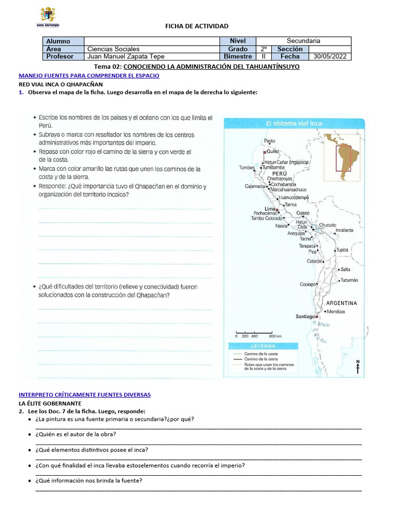 Ficha de Actividad Alumno: Manejo Fuentes para Comprender El Espacio 1 ...