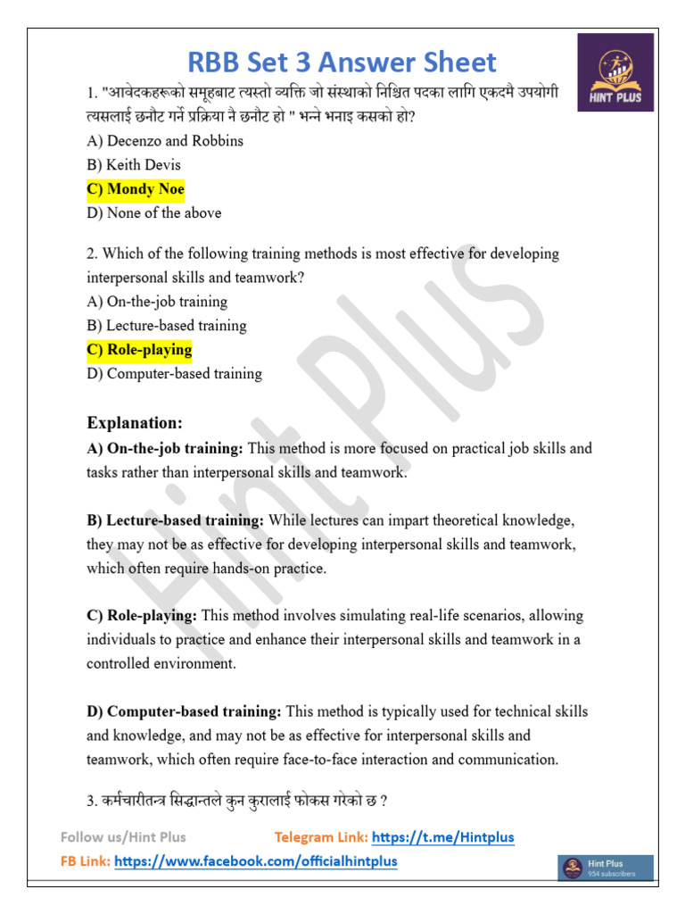 RBB Set 3 Answer Sheet | PDF | Debits And Credits | Financial Services