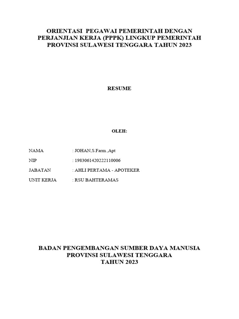 Resume Penerapan Fungsi Dan Tugas ASN Ditempat Kerja | PDF