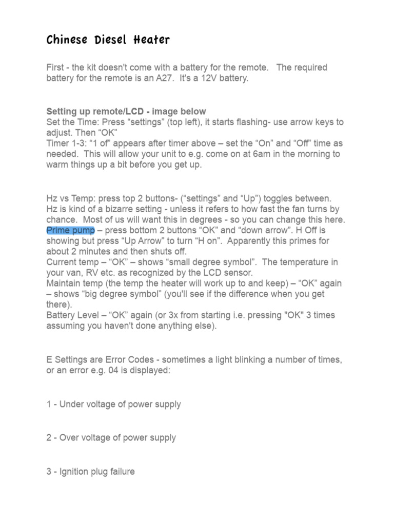 Chinese Diesel Heater Info | PDF | Computers