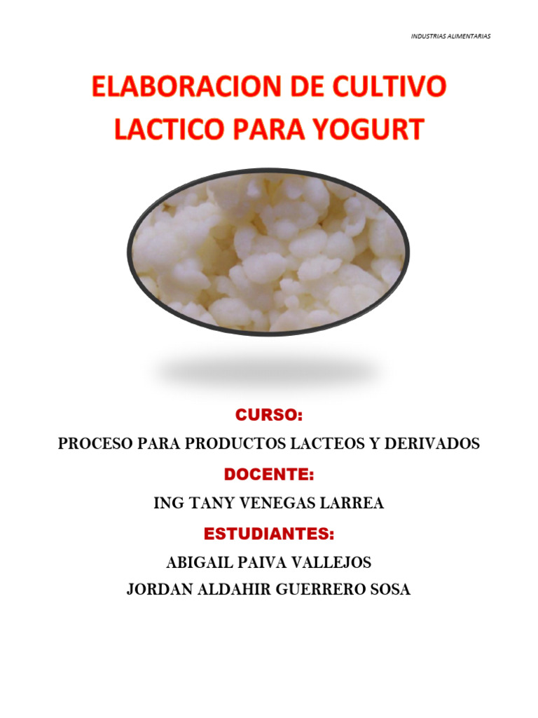 Cultivo Lactico JGS | PDF | Yogur | Leche