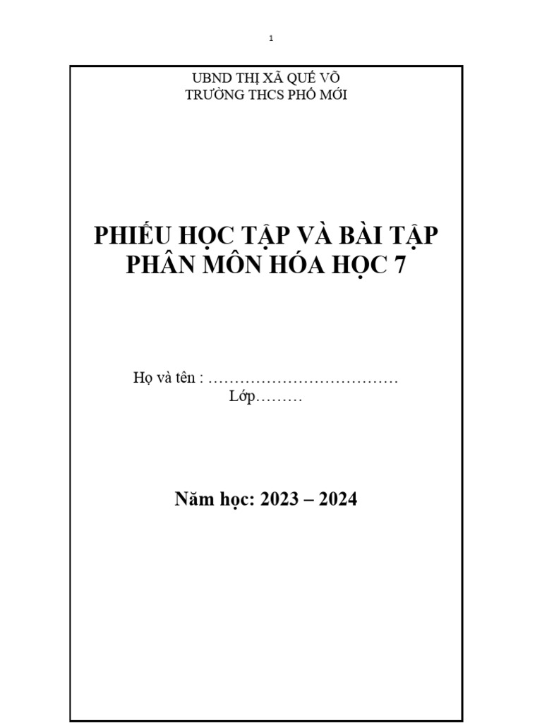 PHT Hoá 7-2023-2024 | PDF