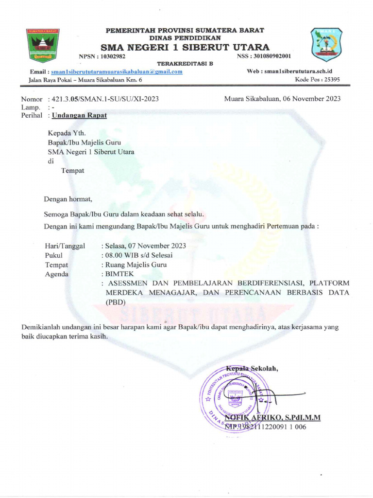 Surat Undangan Bimtek | PDF