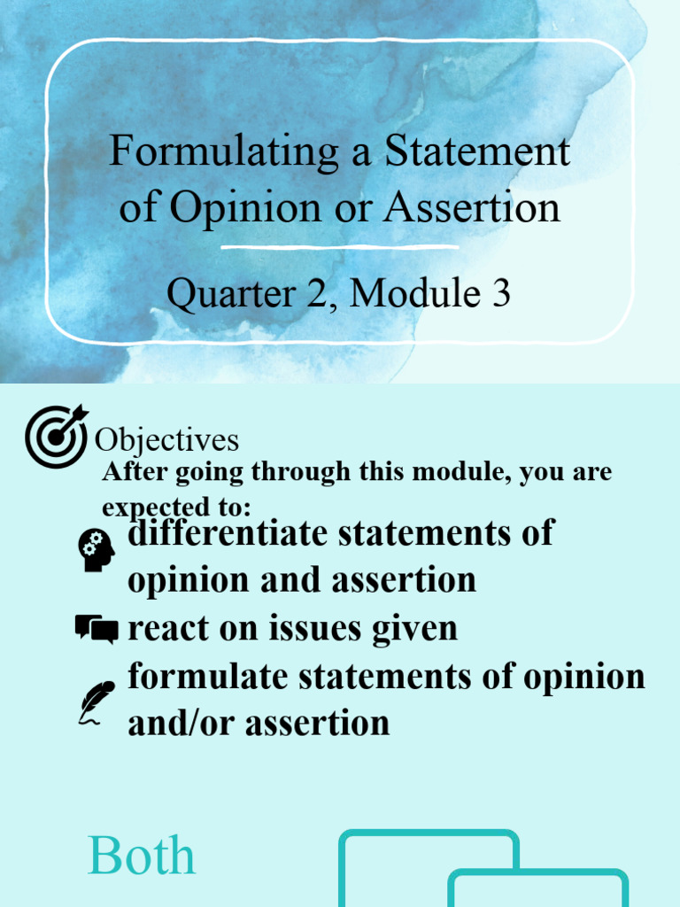 Opinion or Assertion - Grade 10 English | Download Free PDF | Cognition