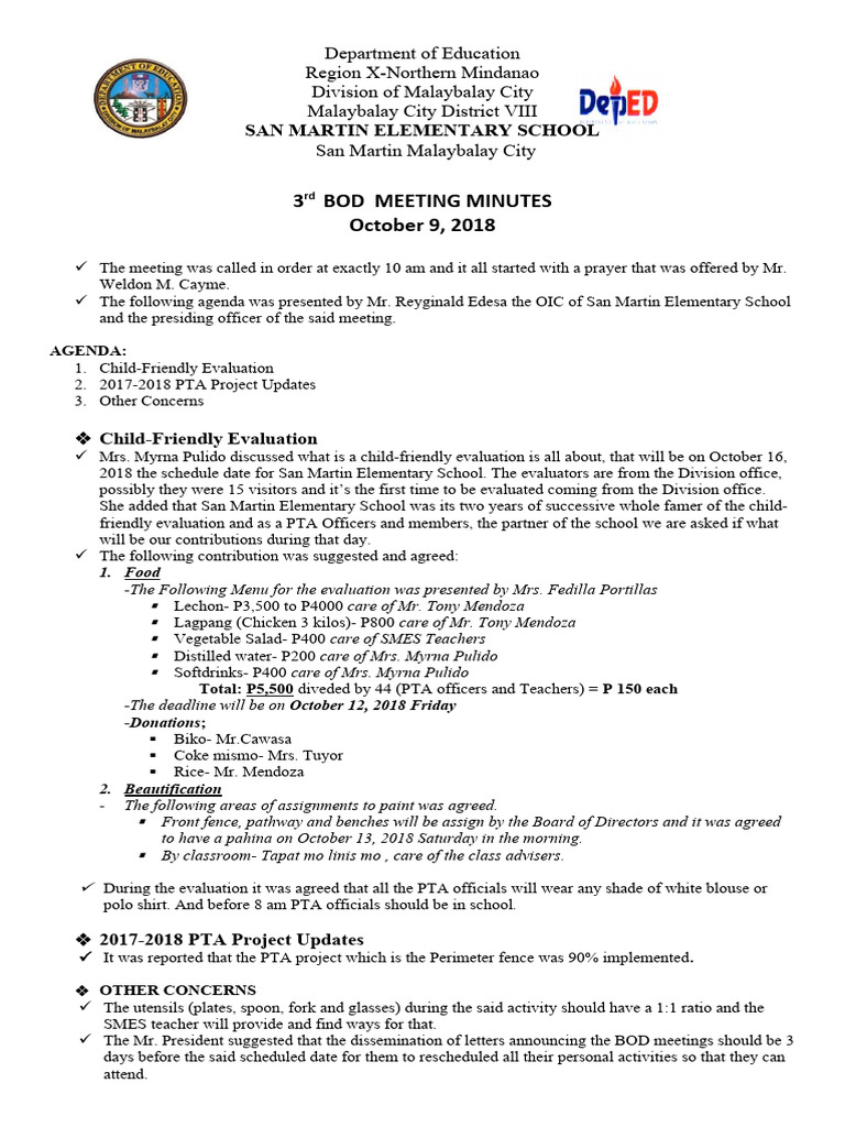 3RD Bod Meeting Minutes | PDF