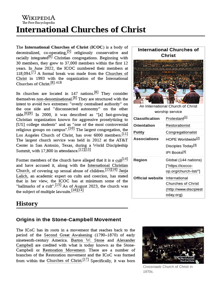 Overview of the International Churches of Christ | PDF | Churches Of ...