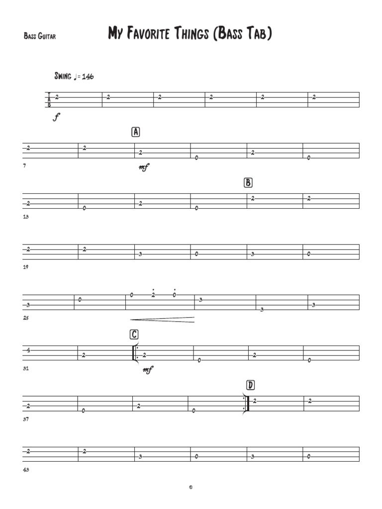 Favorite Things (Bass Tab) - Bass Guitar | PDF | Irish Musical ...