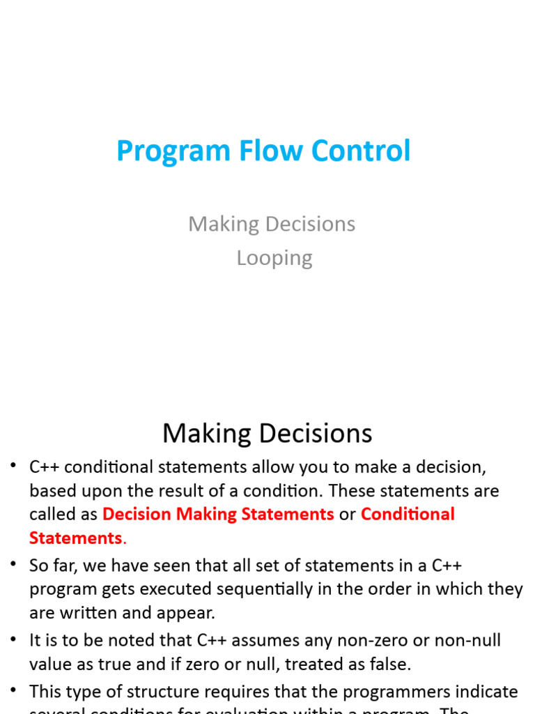 Program Flow Control Final Pdf Boolean Data Type Control Flow 