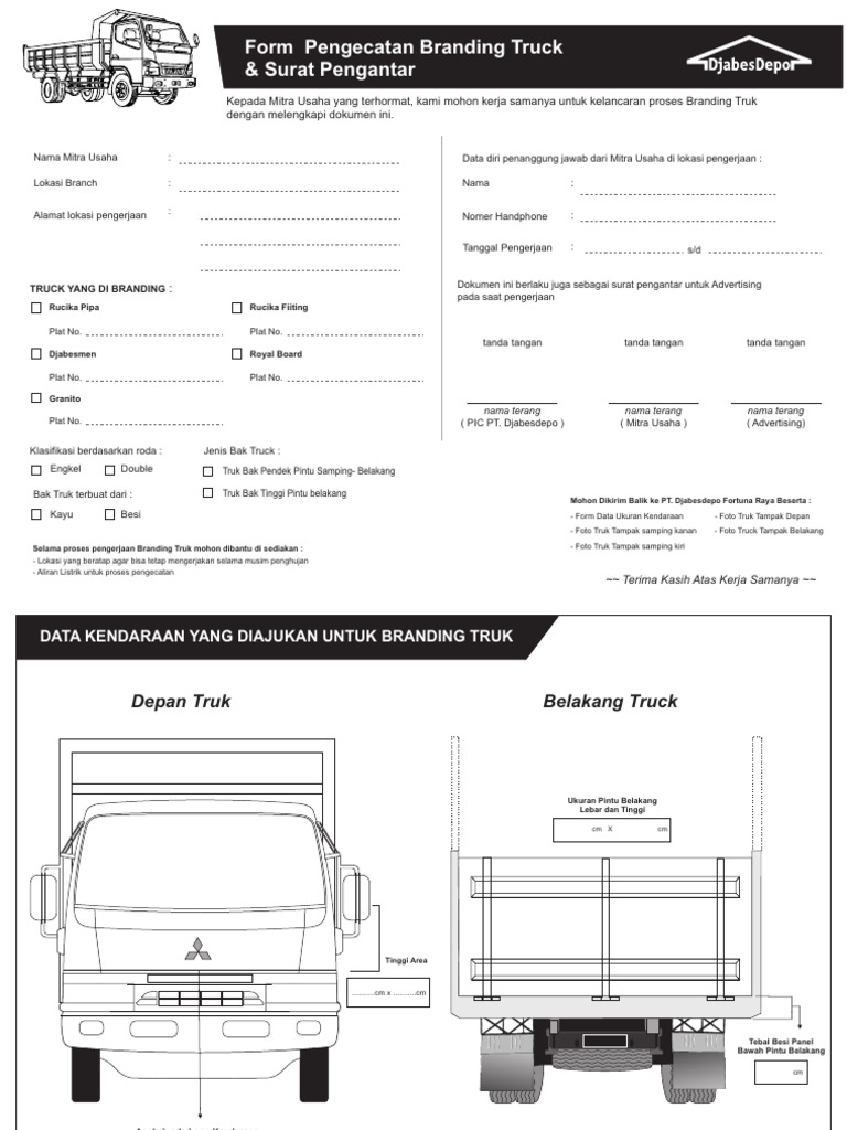 Final Form Branding Truk Bak Pendek | PDF