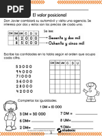 Tabla de Valor Posicional de Los Números Enteros y Decimales | PDF