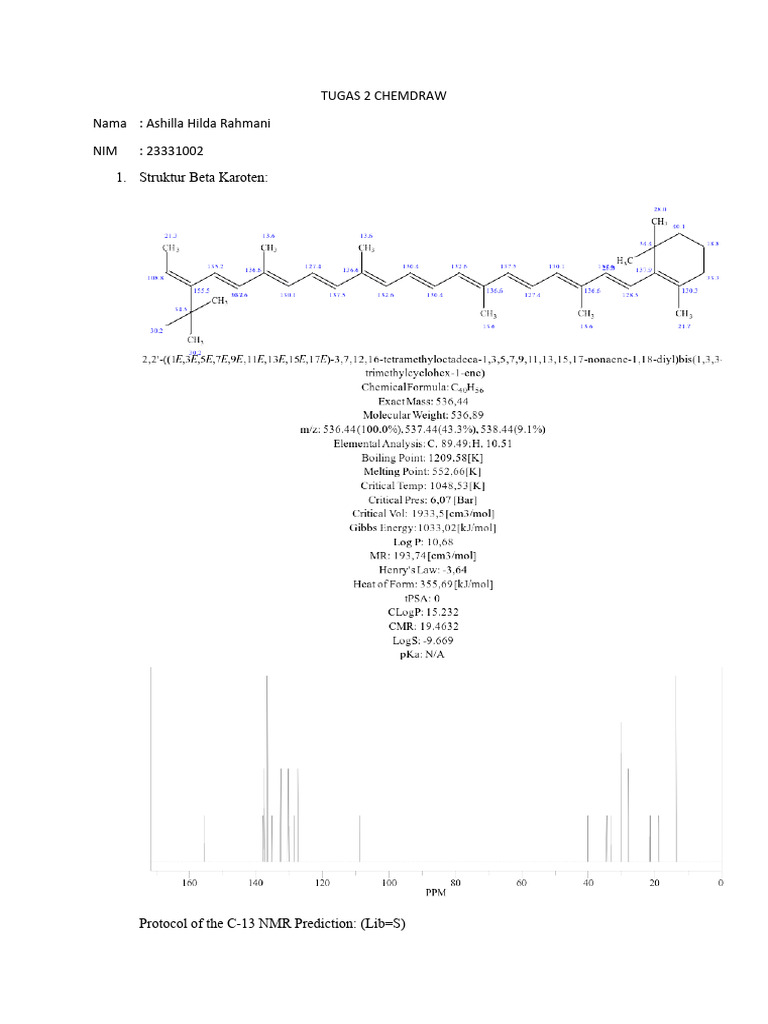 Tugas 2 Chemdraw | PDF | Carbon 13 Nuclear Magnetic Resonance | Biophysics