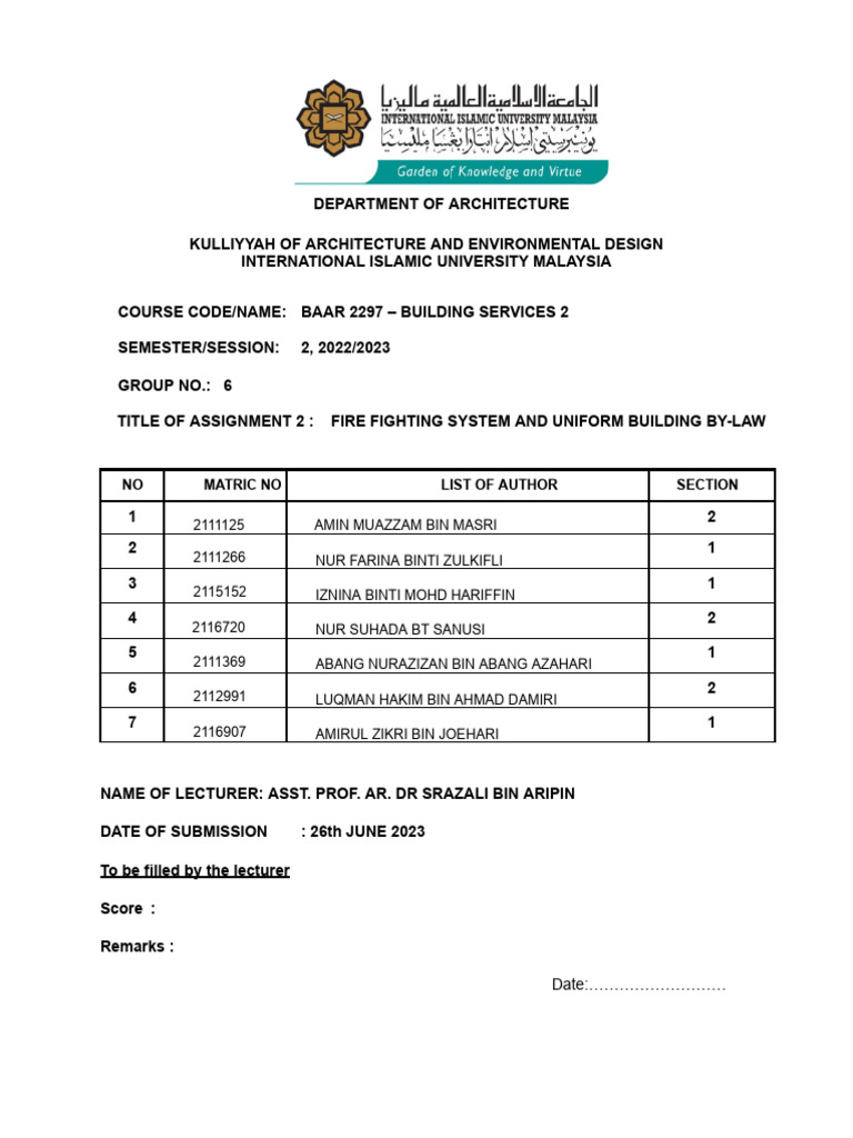Group BS Assignment 2 - Fire Fighthing System | PDF | Firefighting | Wall
