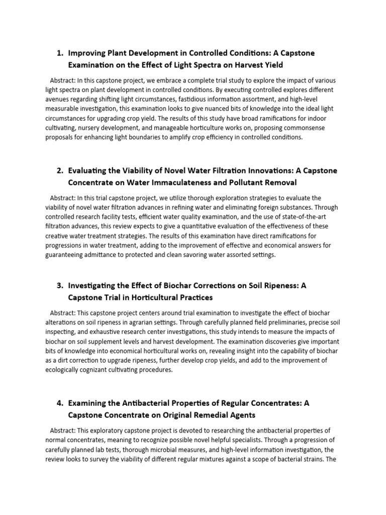 Research Title Dump (Capstone-Experimental) | PDF | Horticulture | Soil