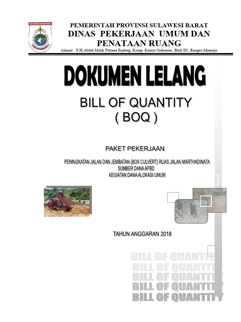 BOQ Box Culvert Marthadinata 2018 | PDF